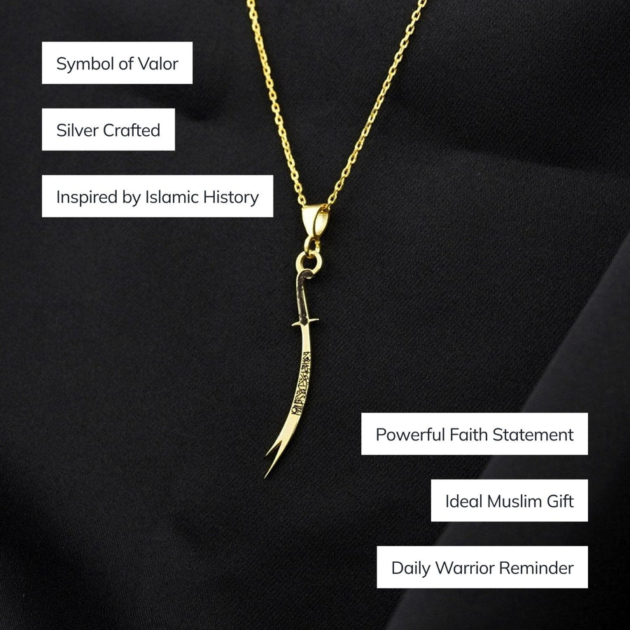 Zulfiqar Sword Necklace, Islamic Pendant
