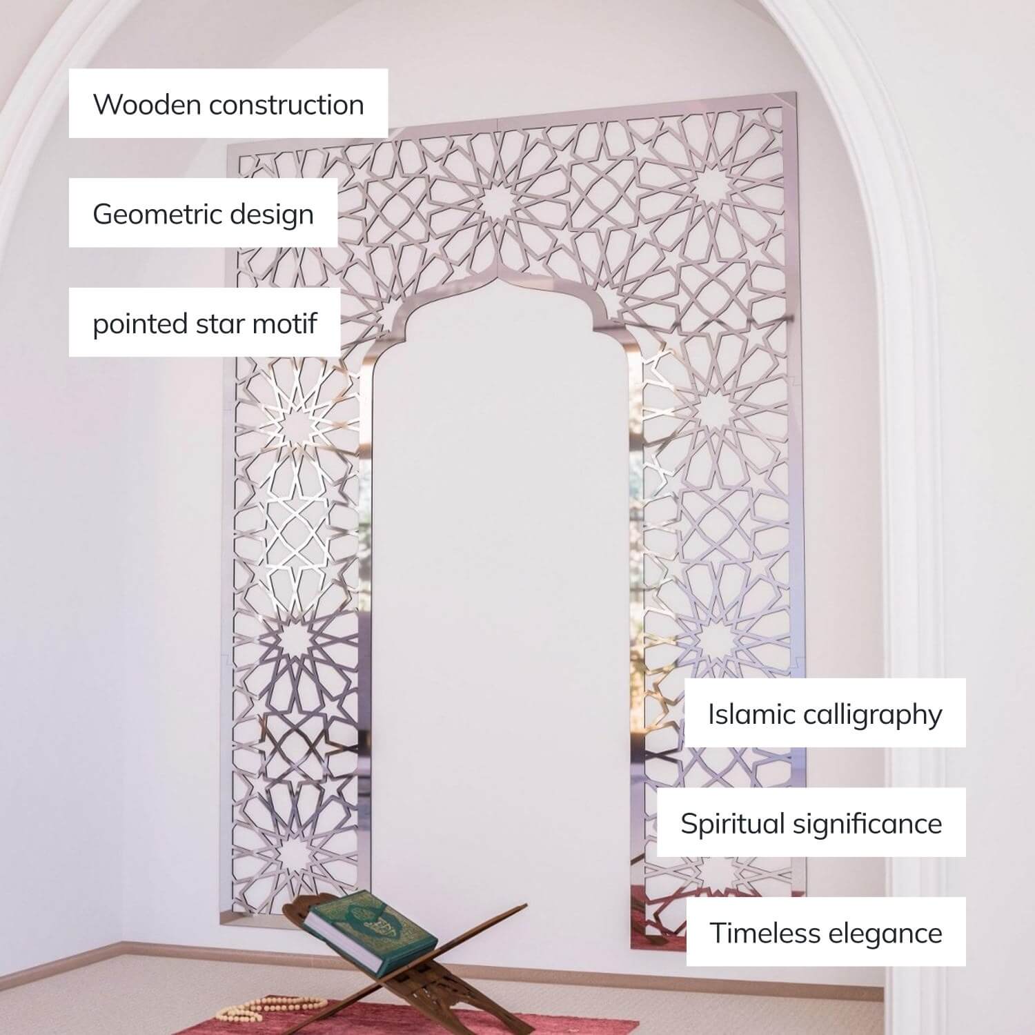 Wooden Mihrab - Islamic Wall Art for Prayer Room