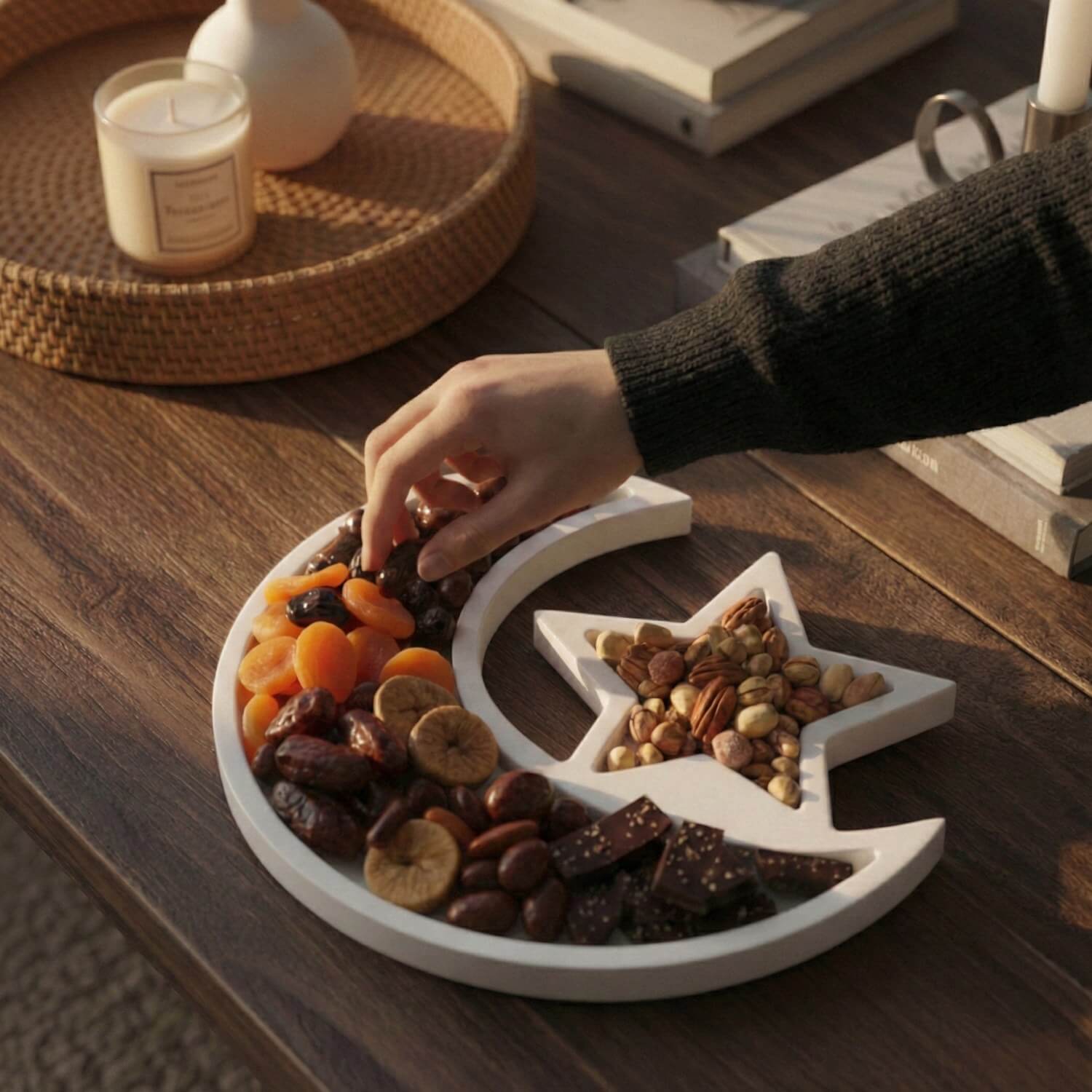 Crescent Moon & Star Serving Tray | Ramadan Date Platter