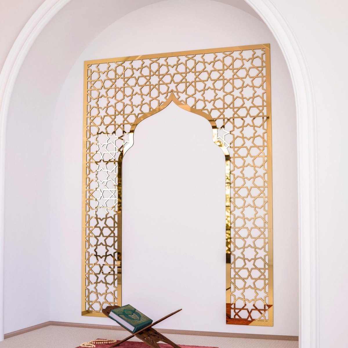 Wooden Mihrab for Prayer Room Wall Art - Elegant Decor