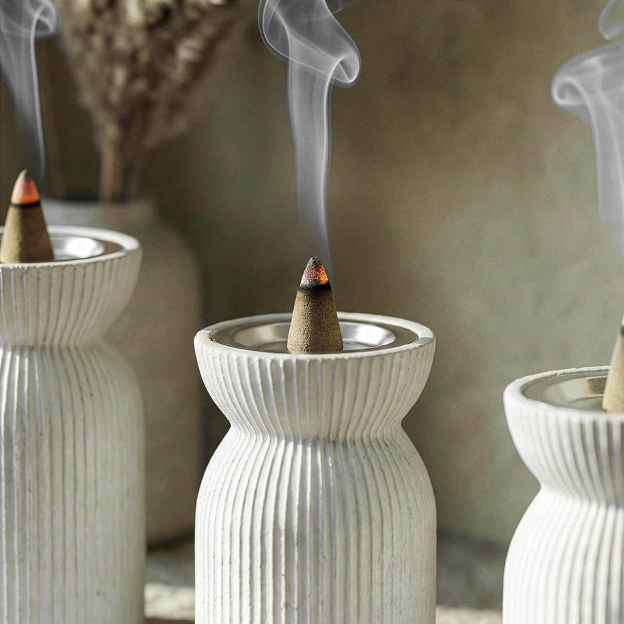 Modern Tiered Stone Mabkhara (Set of 3) | Minimalist Incense Burners