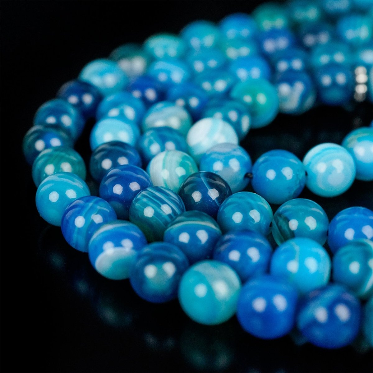 Islamic Prayer Beads - Aqua Blue Marbled Agate