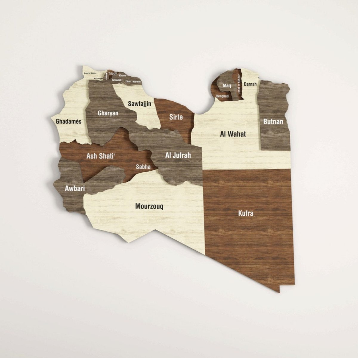 Libya Map Wall Decor - Wooden Art – Islamic Wall Art Store