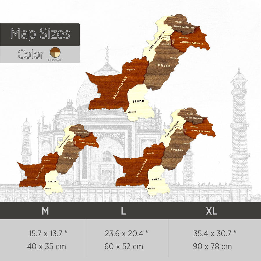Pakistan Wooden Wall Map Islamic Wall Art Decor