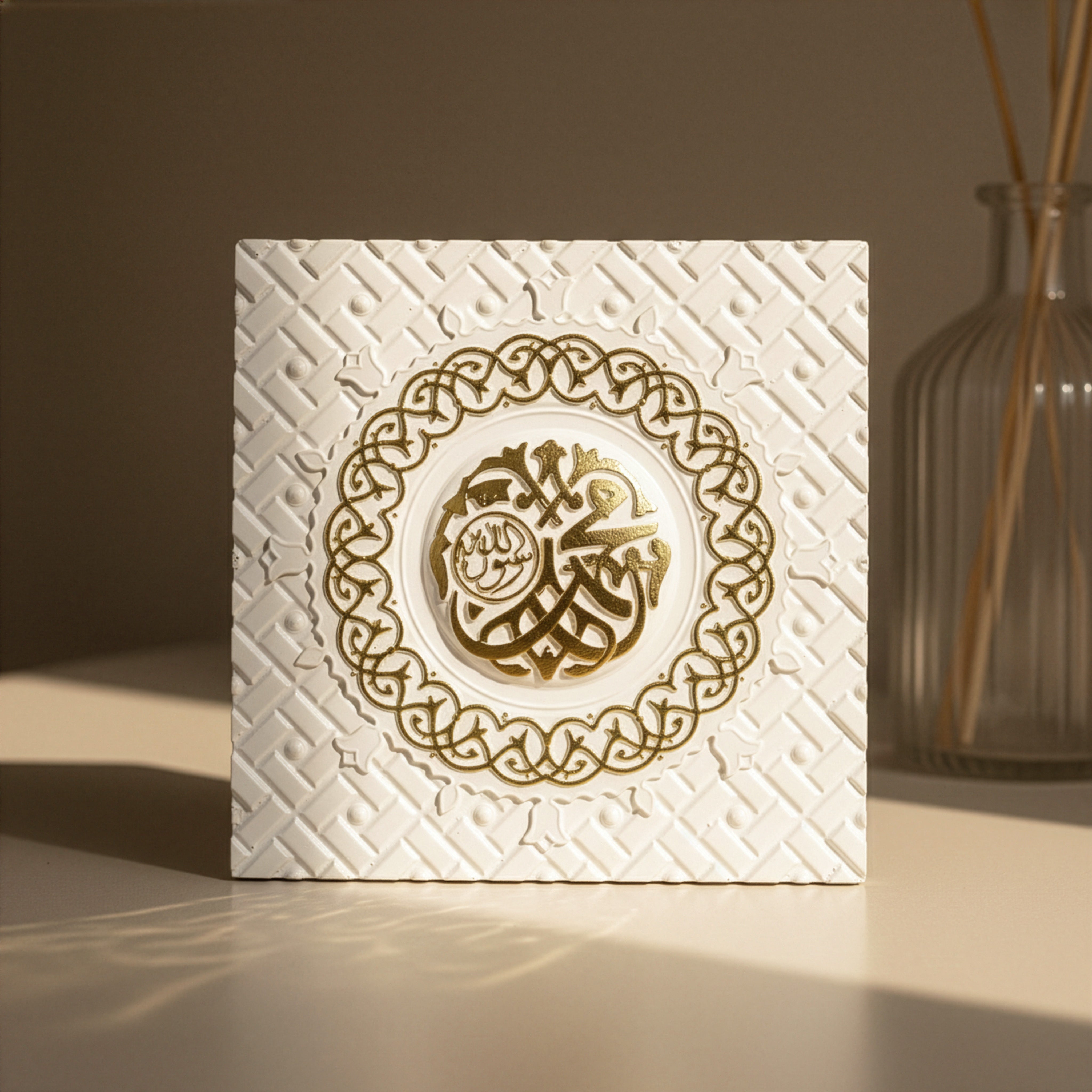 Masjid Al-Nabawi Door Relief | Medina Stone Decor (20x20cm)
