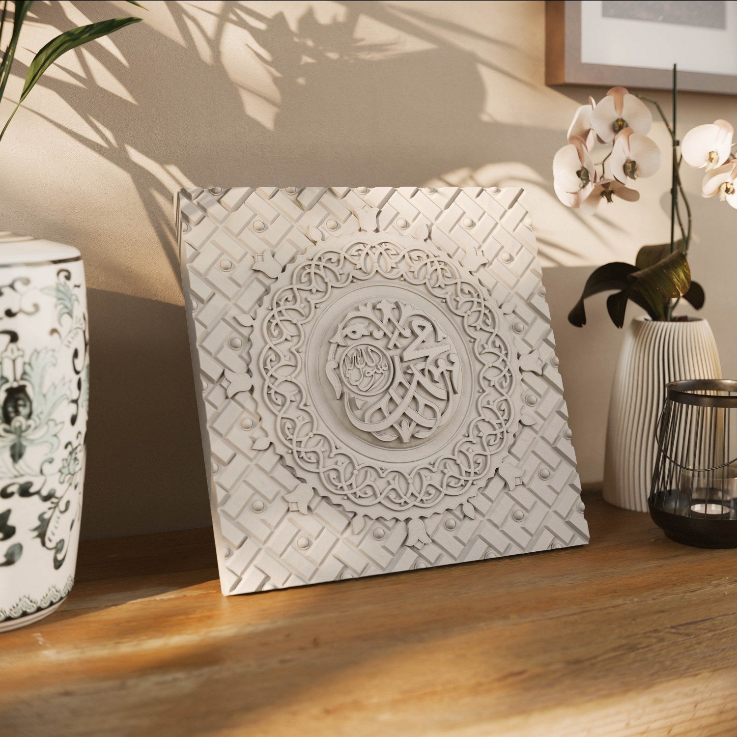 Masjid Al-Nabawi Door Relief | Medina Stone Decor (20x20cm)