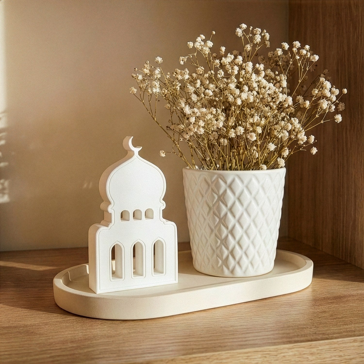 Minimalist Mosque Stone Decor | Modern Islamic Arch Sculpture