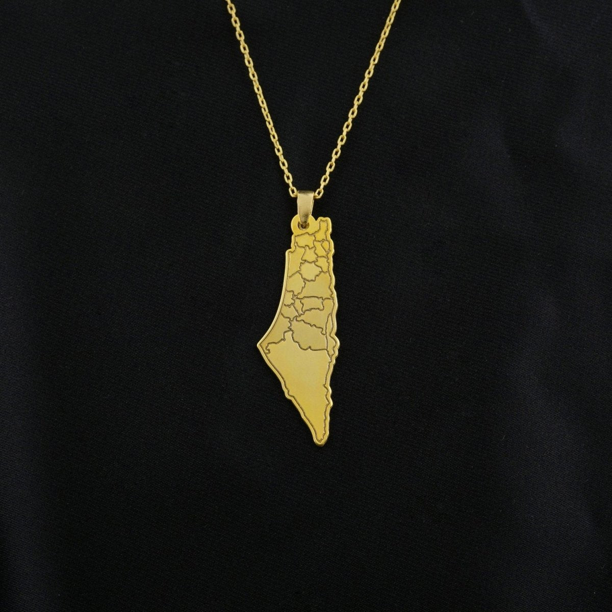 Palestine Jewelry: 18K Gold Silver Map Necklace – Islamic Wall Art Store