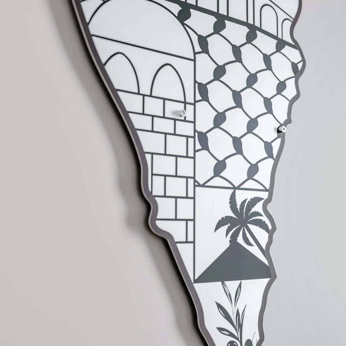 Palestine Map with Cultural Values - Metal Islamic Wall Art – Islamic ...