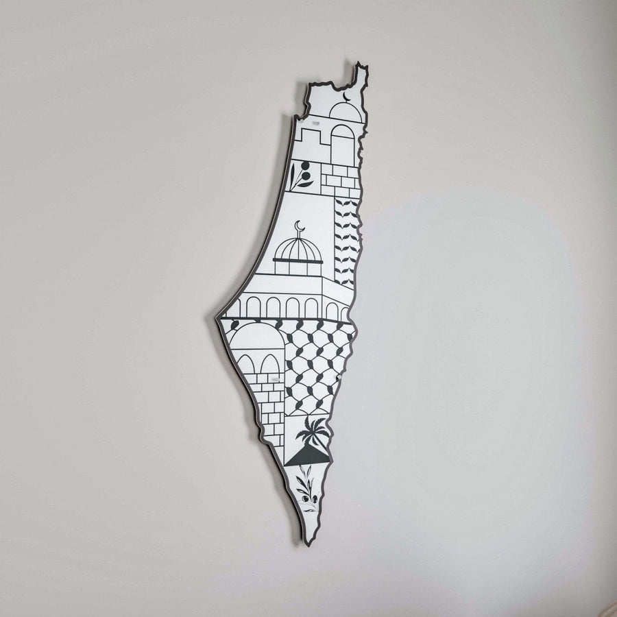 Palestine Map with Cultural Values - Metal Islamic Wall Art