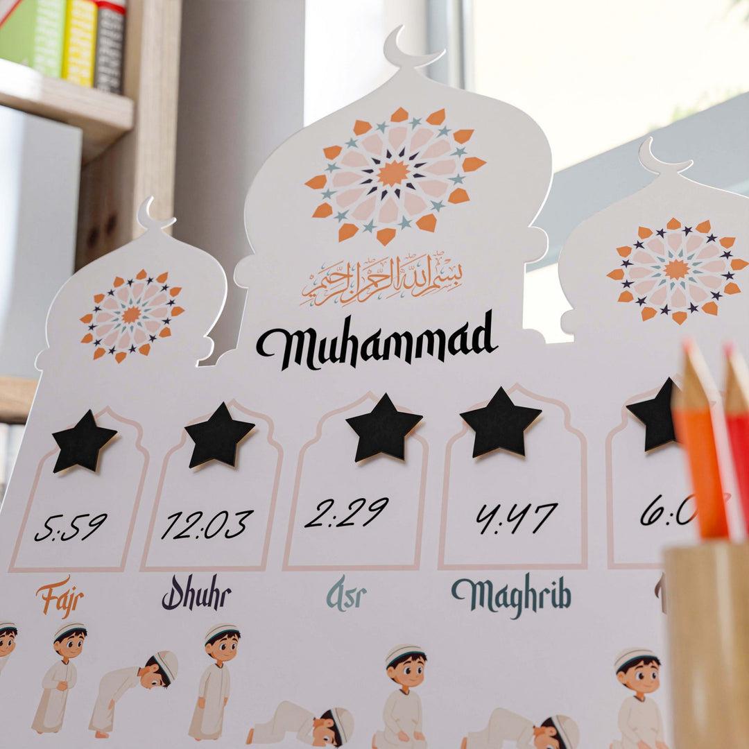 Prayer Times Table Decor for Kids – Metal Ramadan Table Decor