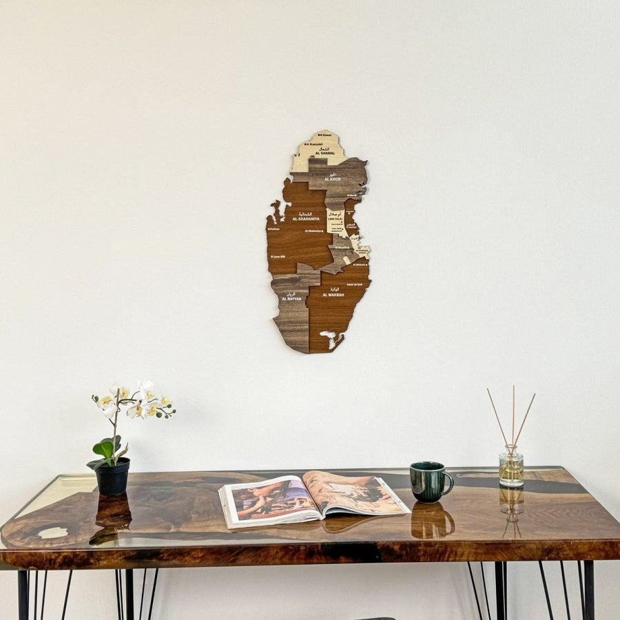 Qatar Wooden Wall Map | Unique Qatar Souvenir Gift