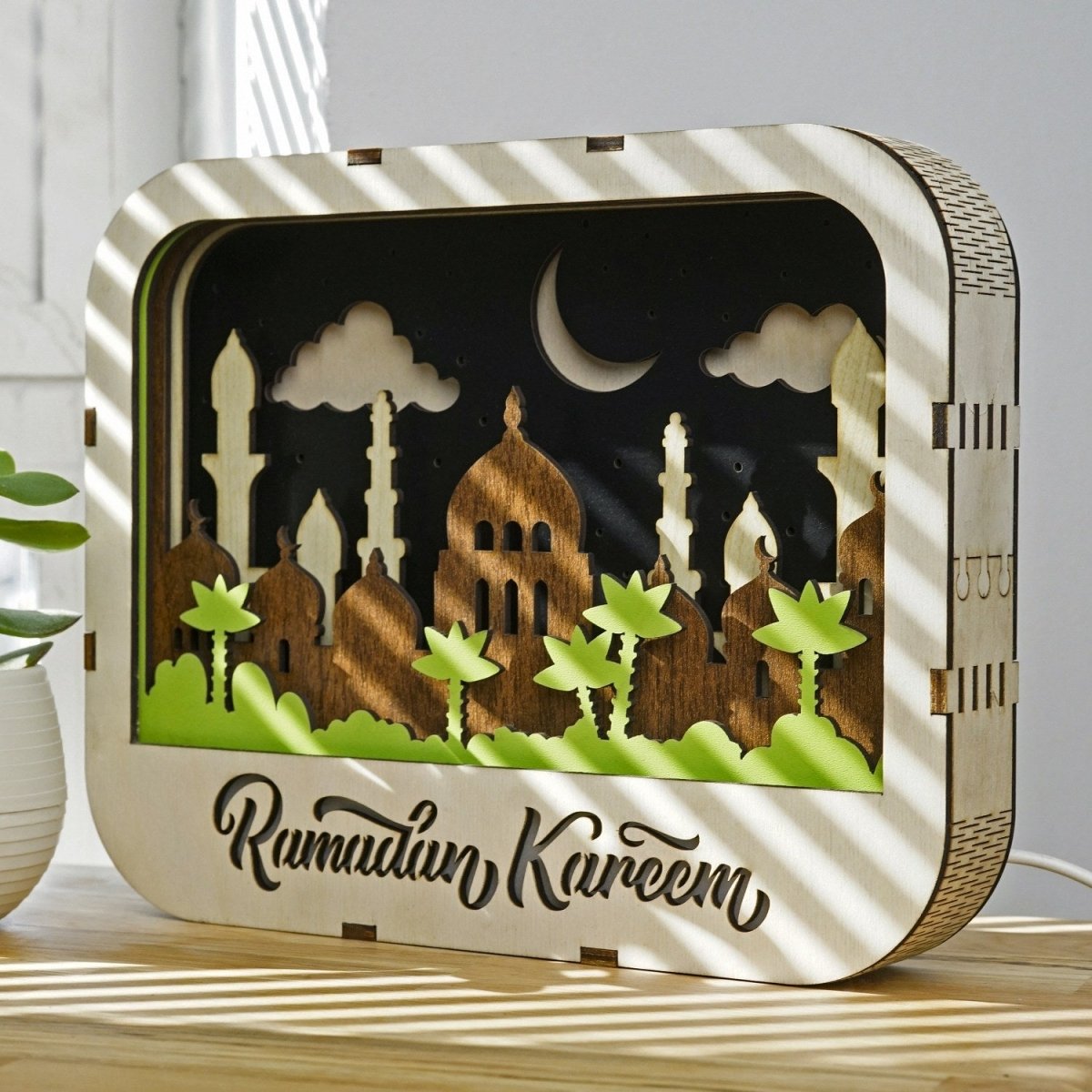 Ramadan Kareem Islamic Table Lamp - Wooden Muslim Home Decor – Islamic ...