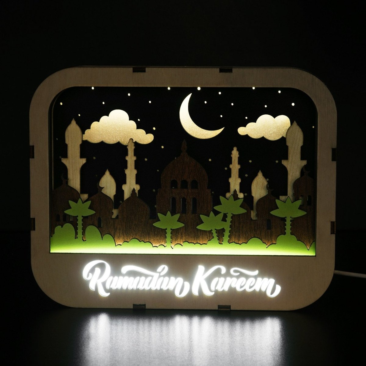 Ramadan Kareem Islamic Table Lamp - Wooden Muslim Home Decor – Islamic ...