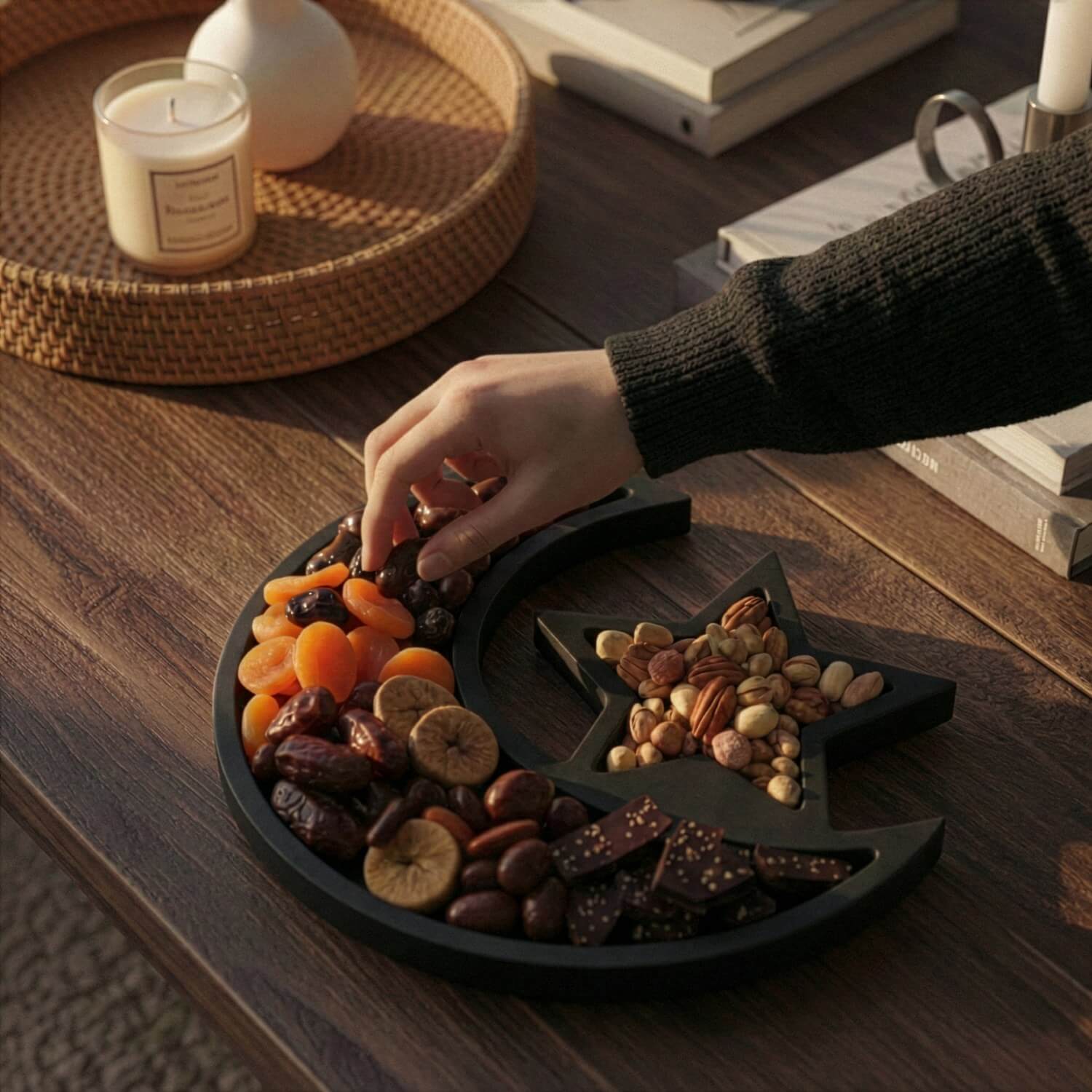 Crescent Moon & Star Serving Tray | Ramadan Date Platter