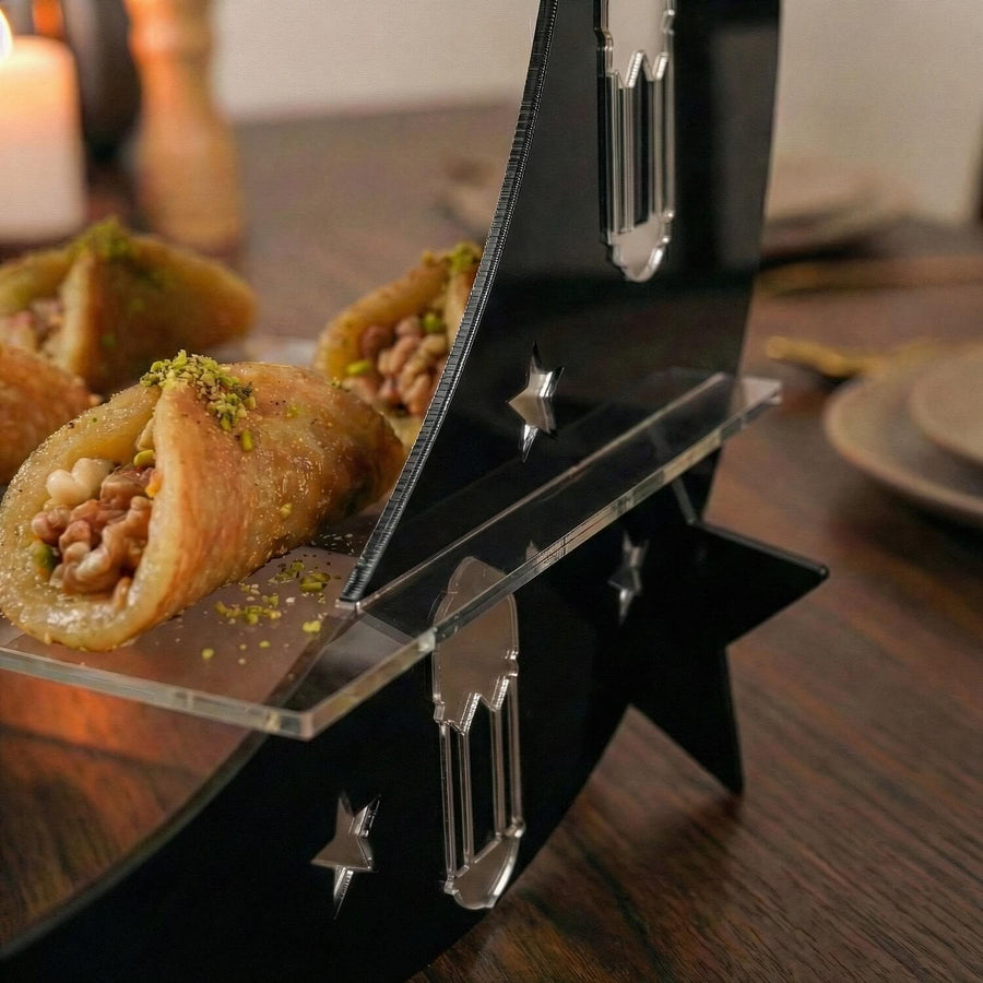 Crescent Moon Tiered Serving Stand | Ramadan Dessert Shelf (16")