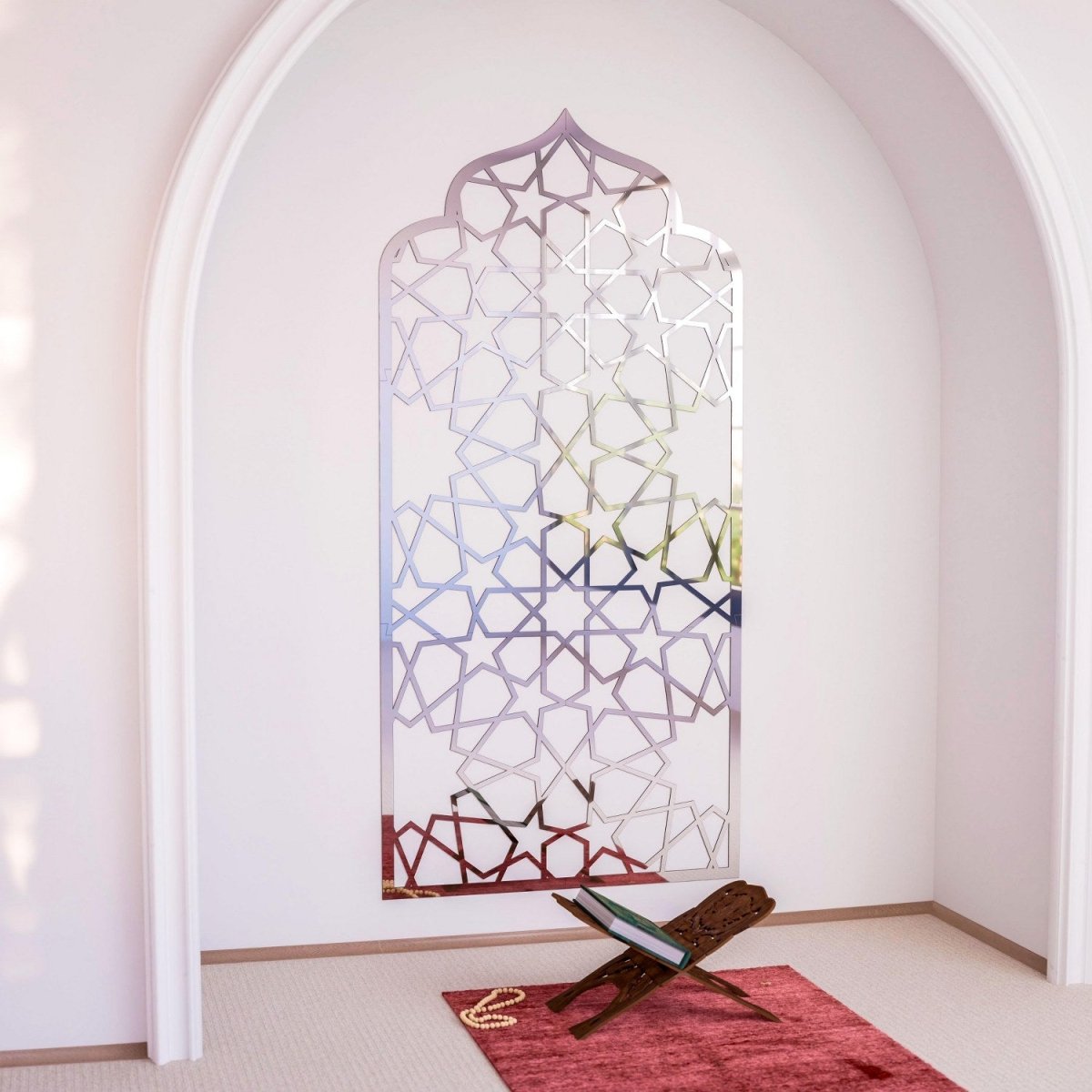 Wooden Mihrab For Prayer Room | Star Basic Motif Decor – Islamic Wall ...