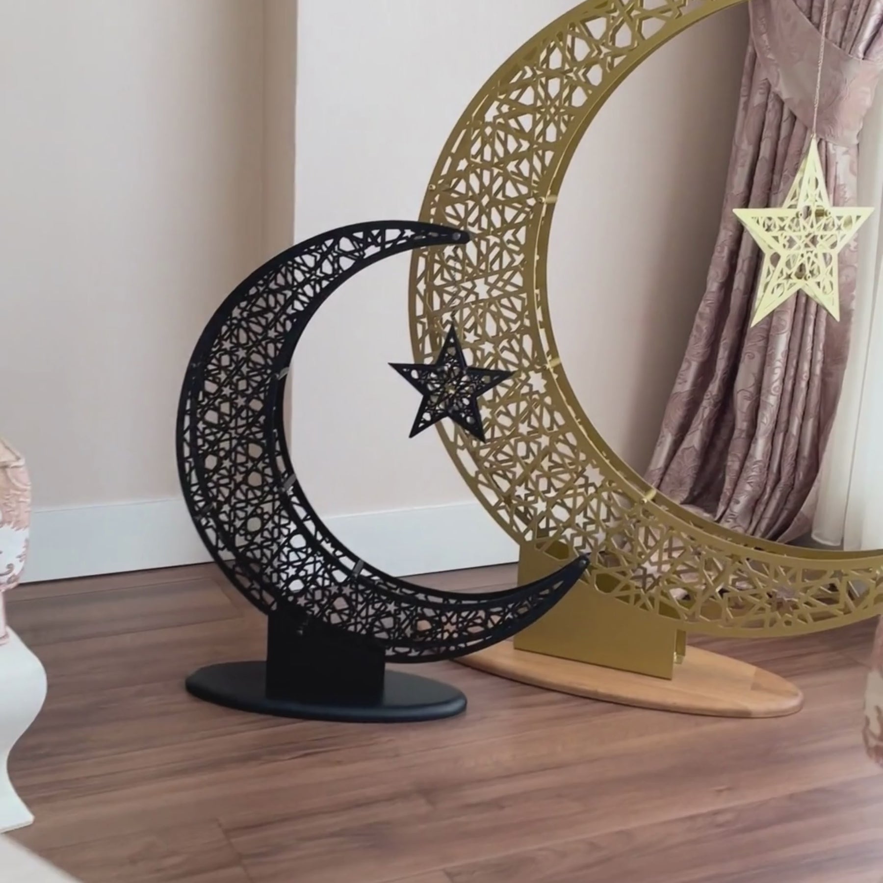 Islamic Gift Crescent Moon & Star Metal Islamic Home Art